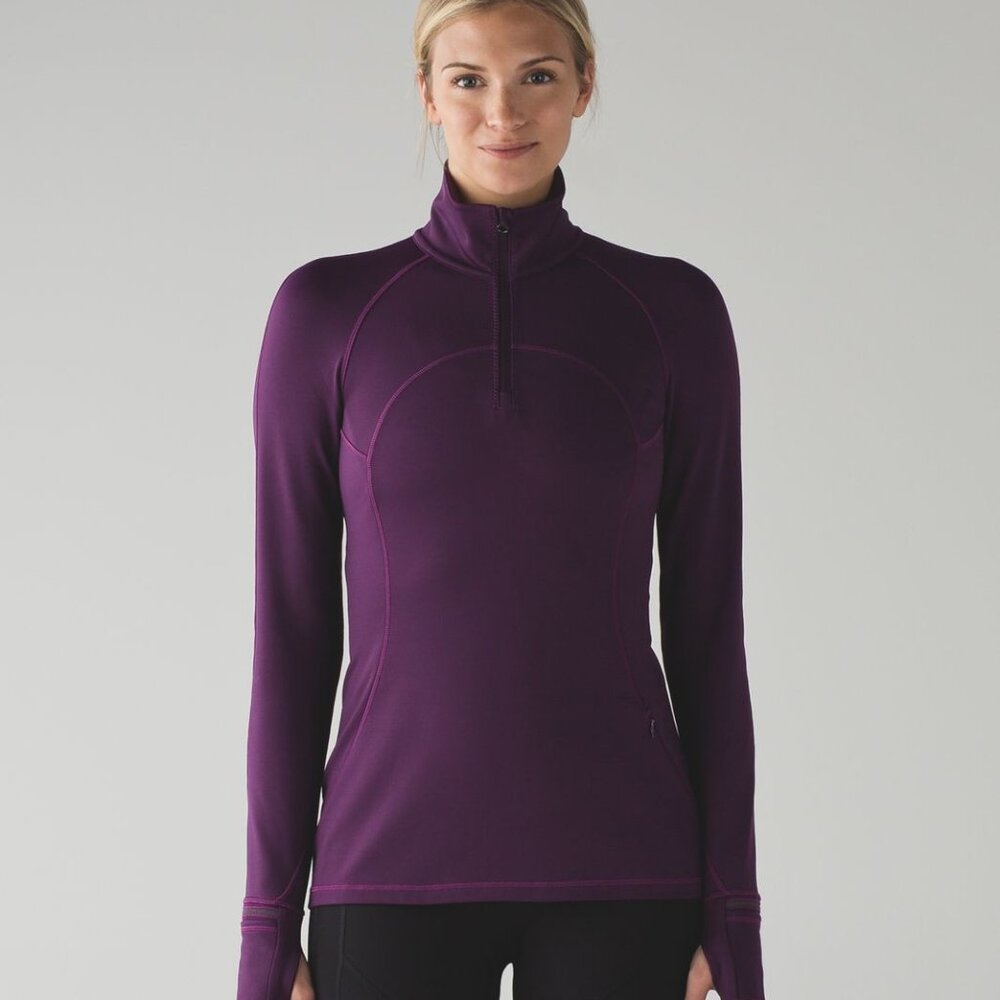 Like New: Lululemon First Mile 1/2 Zip Darkest Magent… - Gem